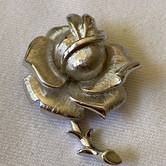 Hallmark | Jewelry | Accents By Hallmark Silver Color Metal Rose Flower ...